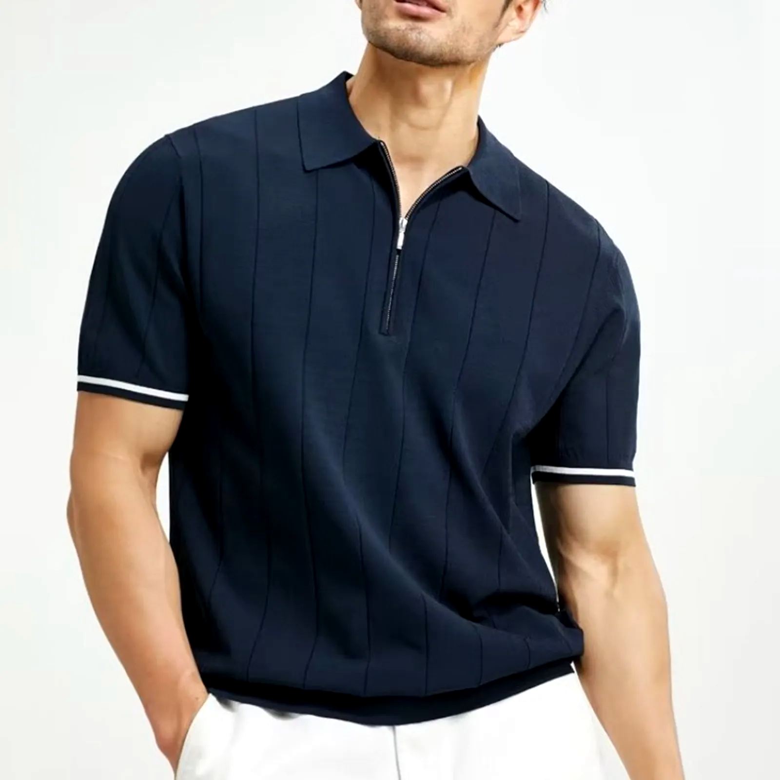 Perry Zip Ribbed Polo – Harrison & Finch